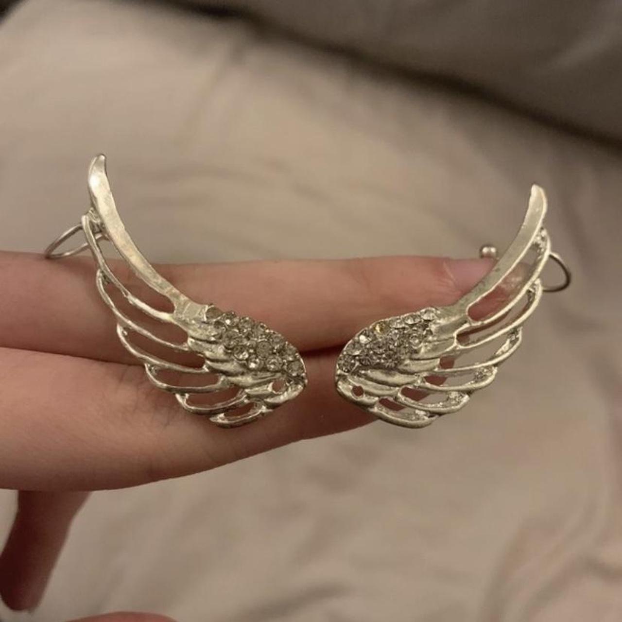 Silver sterling angel wing ear cuff earrings Idk brand - Depop