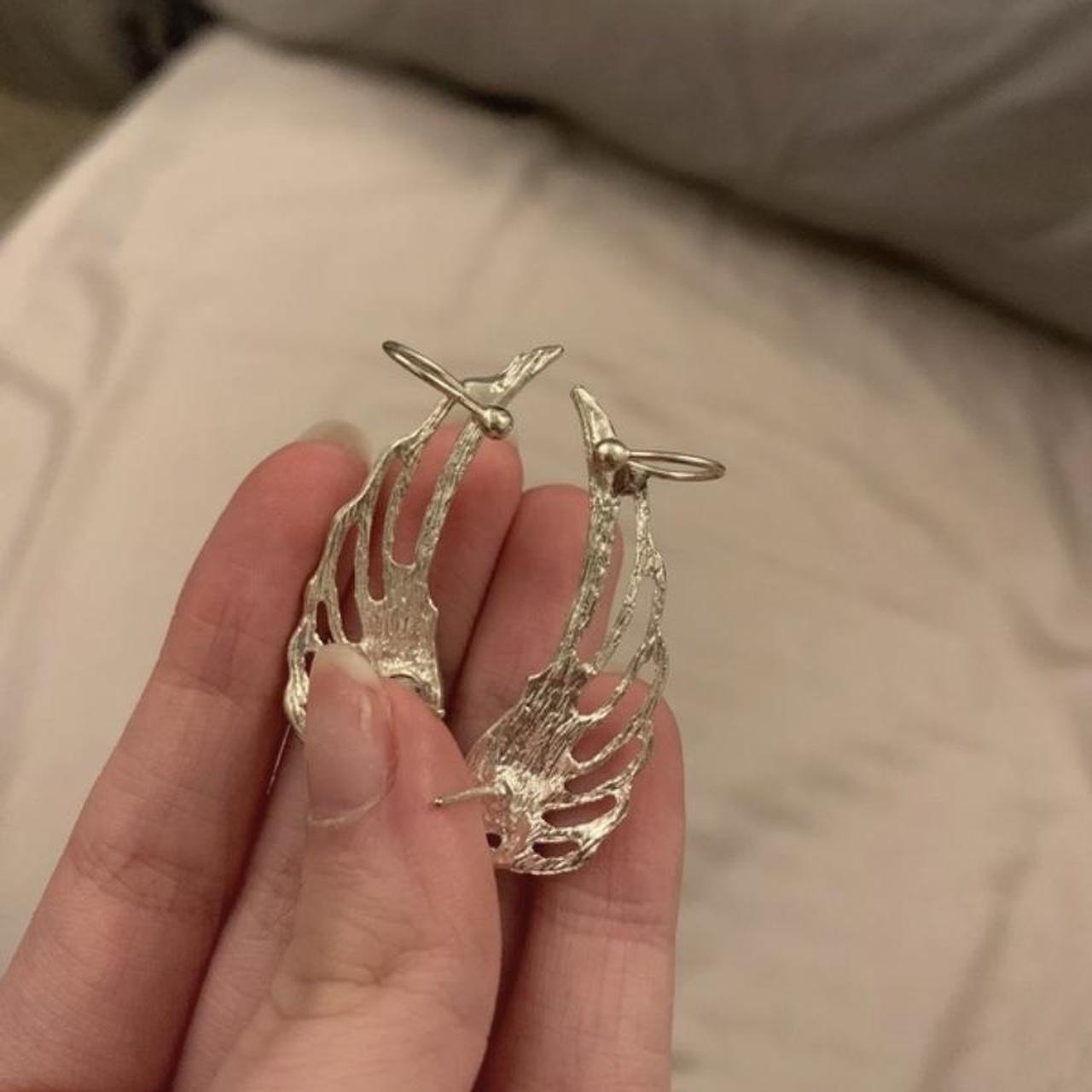 Silver sterling angel wing ear cuff earrings Idk brand - Depop