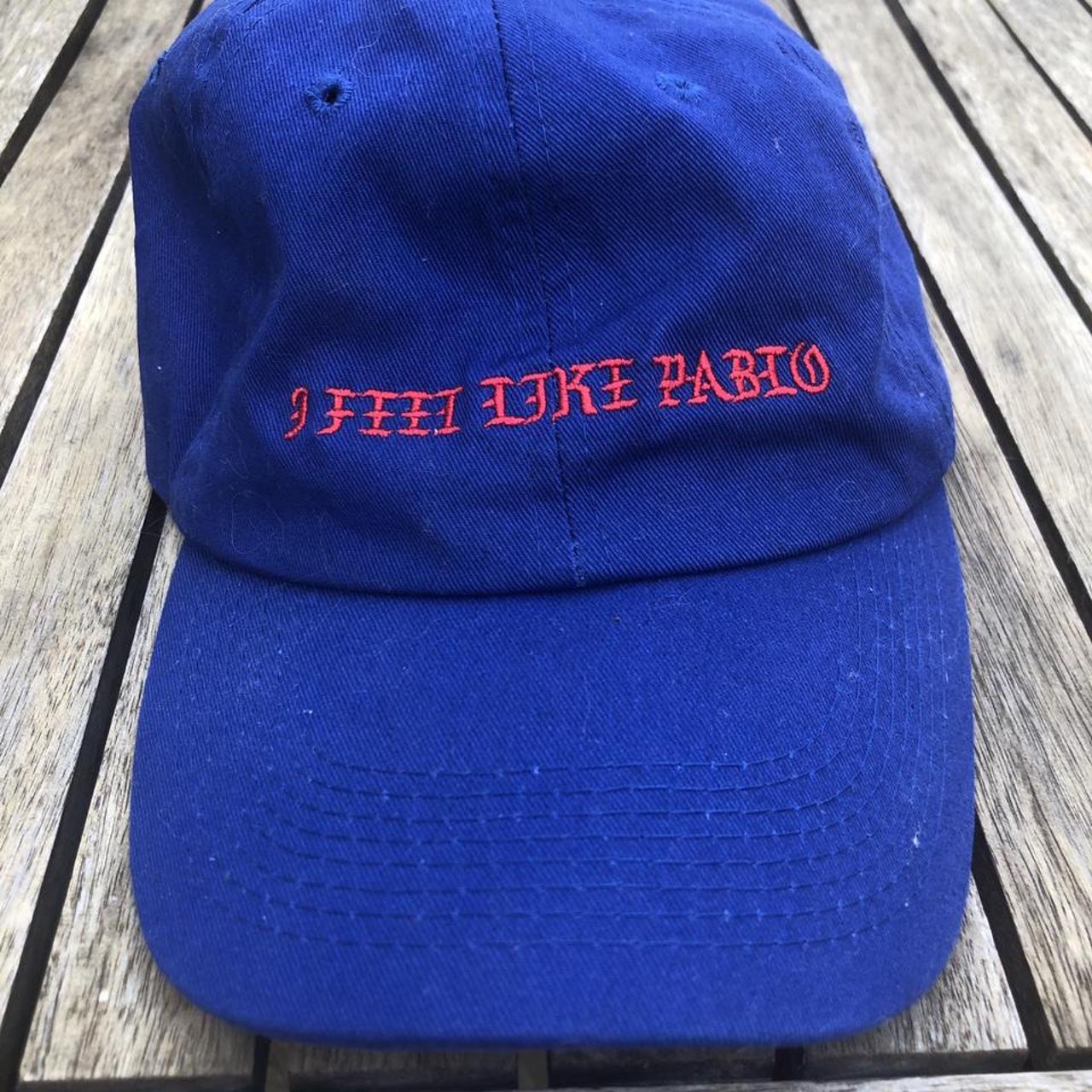 I feel like pablo hat blue adjustable hat, baseball cap - Depop