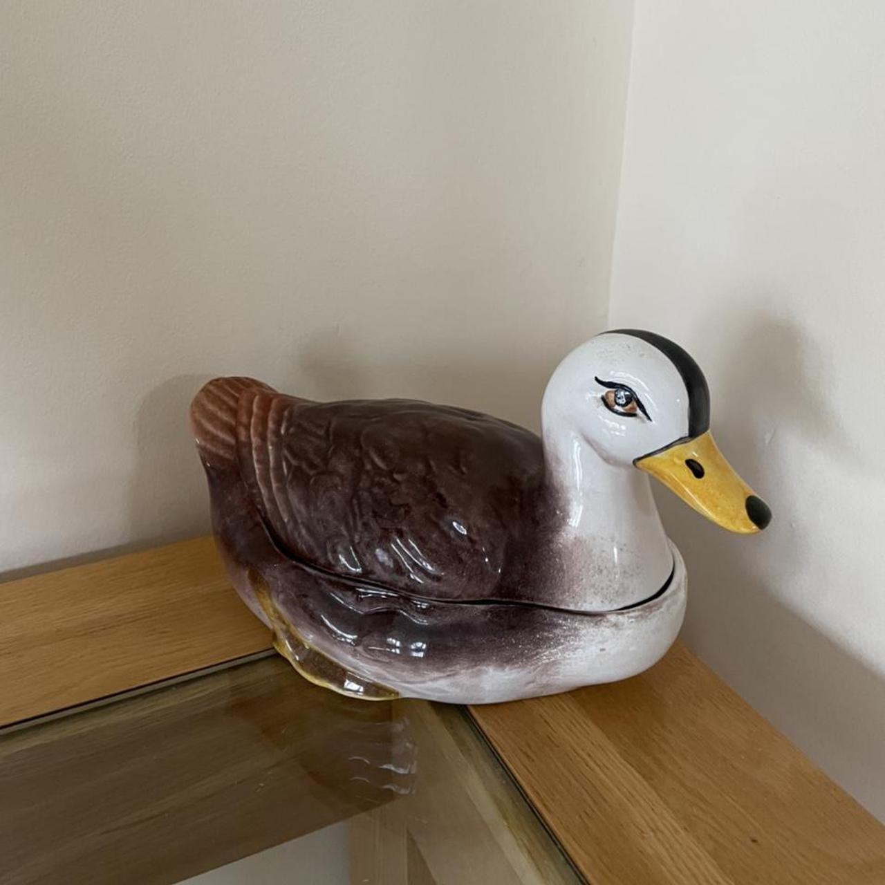 Vintage 90s Does 70s Kitsch Duck Cottage Core Jar... - Depop