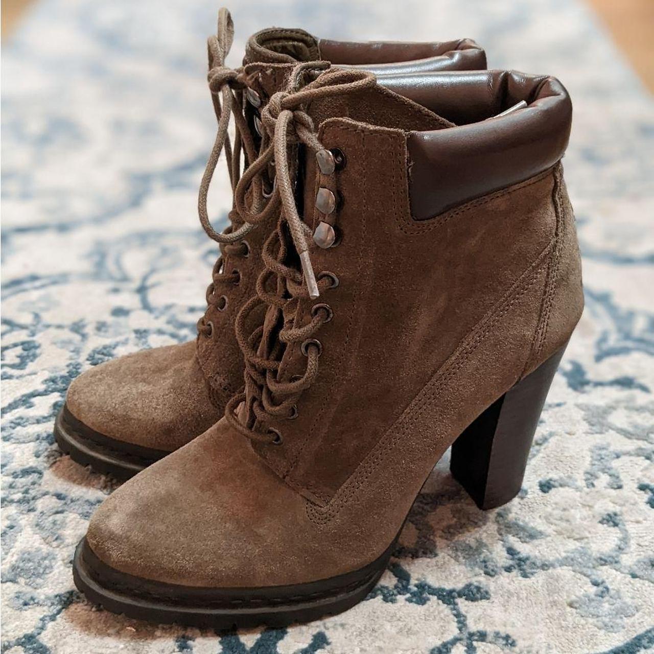 BCBG Maude Suede Leather Lace Up Heel Booties... - Depop