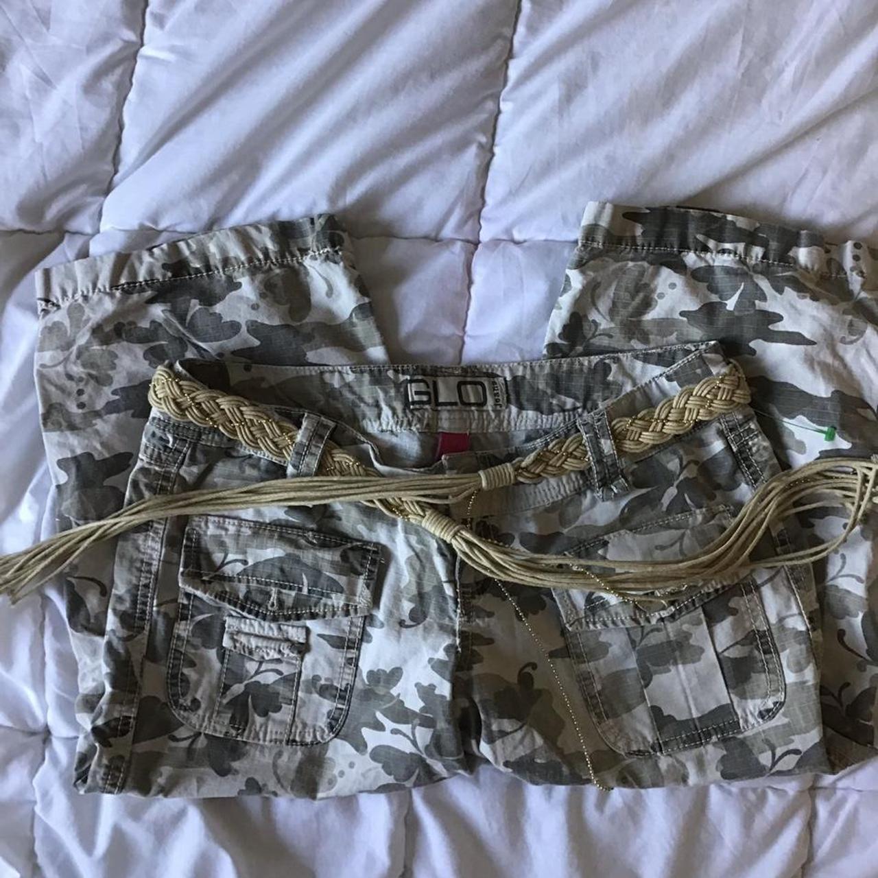 Army capris with the army print being butterflies... - Depop
