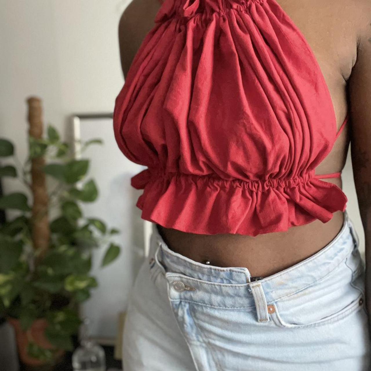 The AMA top in Red 🎈 Gathered backless top, These... - Depop
