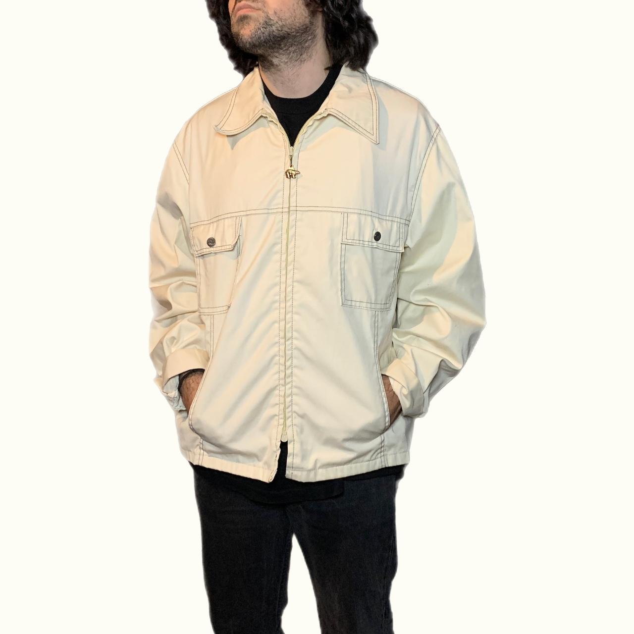American Vintage Men's Cream and White Jacket | Depop