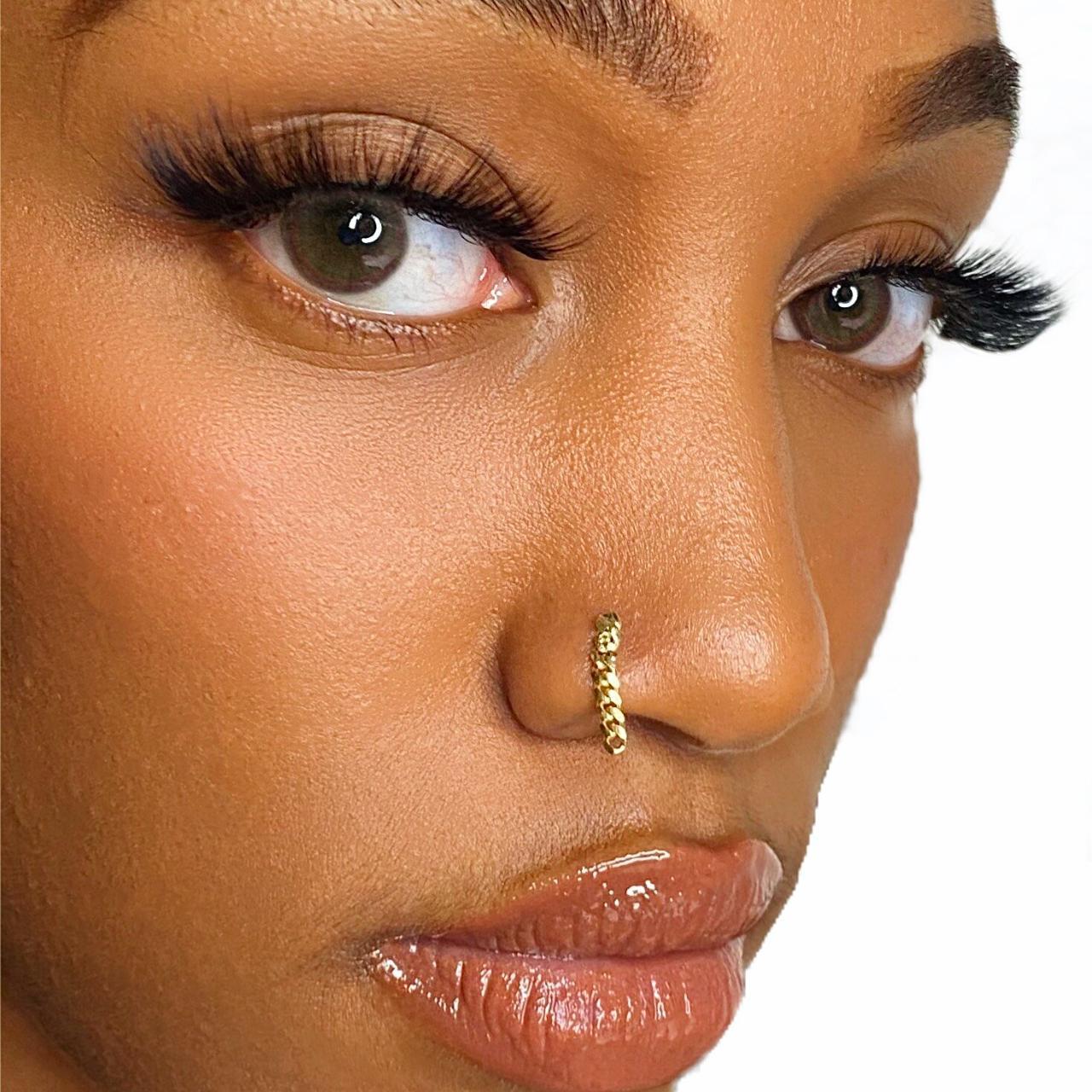Gold dangle nose ring store