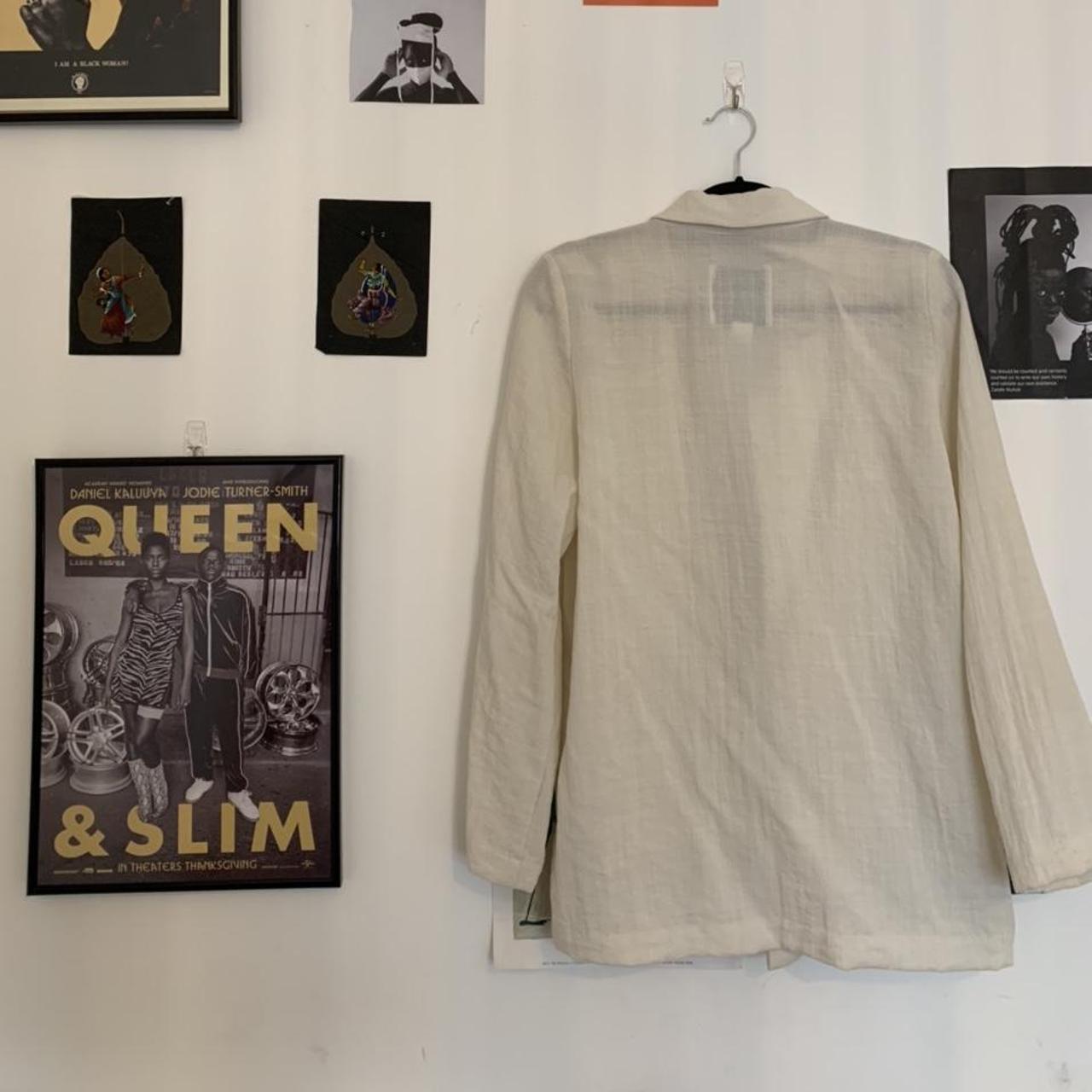 Monki Cream Linen Blazer Size XS Oversized vintage... - Depop