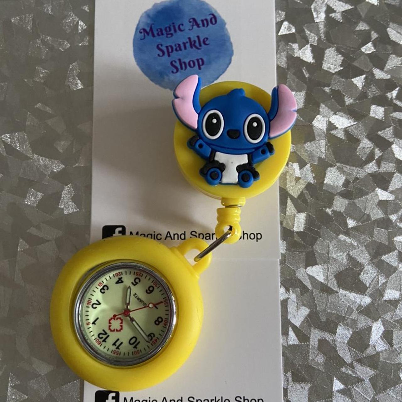 Stitch Character Themed Retractable Fob Watch -... - Depop