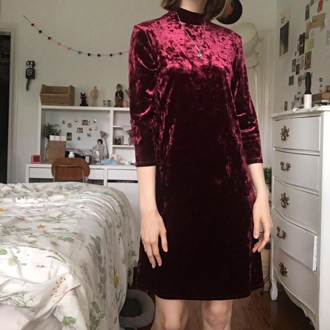 Monki Women's Burgundy Dress | Depop
