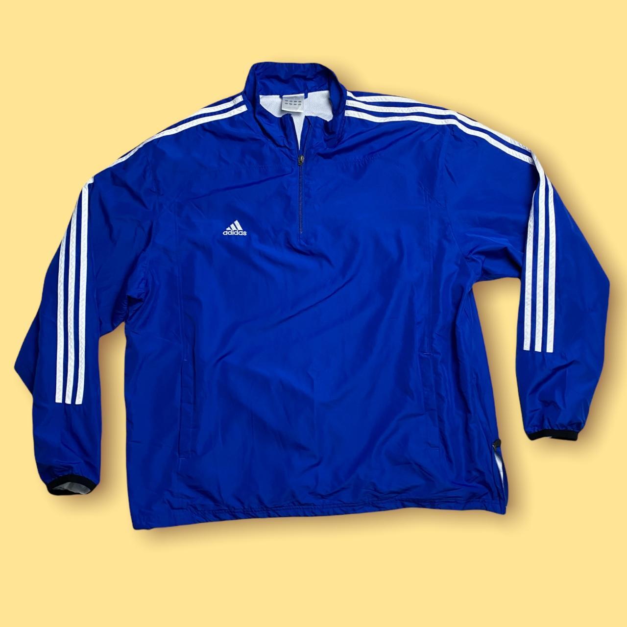 ADIDAS BLUE TRACK JACKET Blue Adidas track top with... - Depop