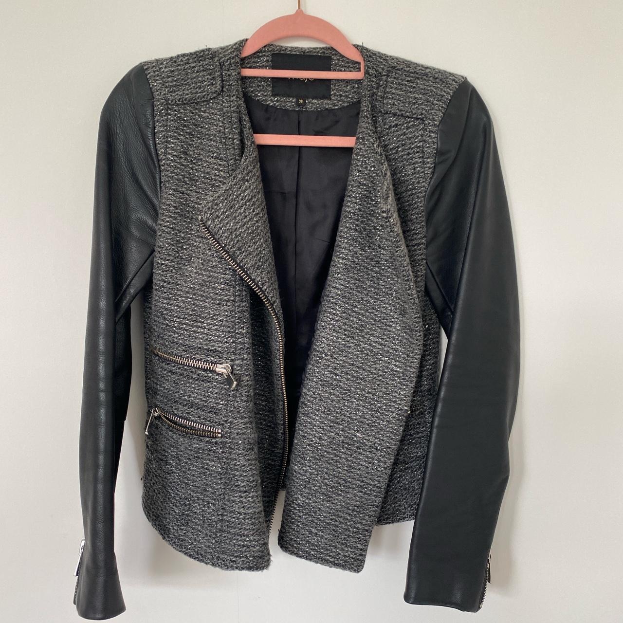 Maje Women's Grey and Black Jacket | Depop