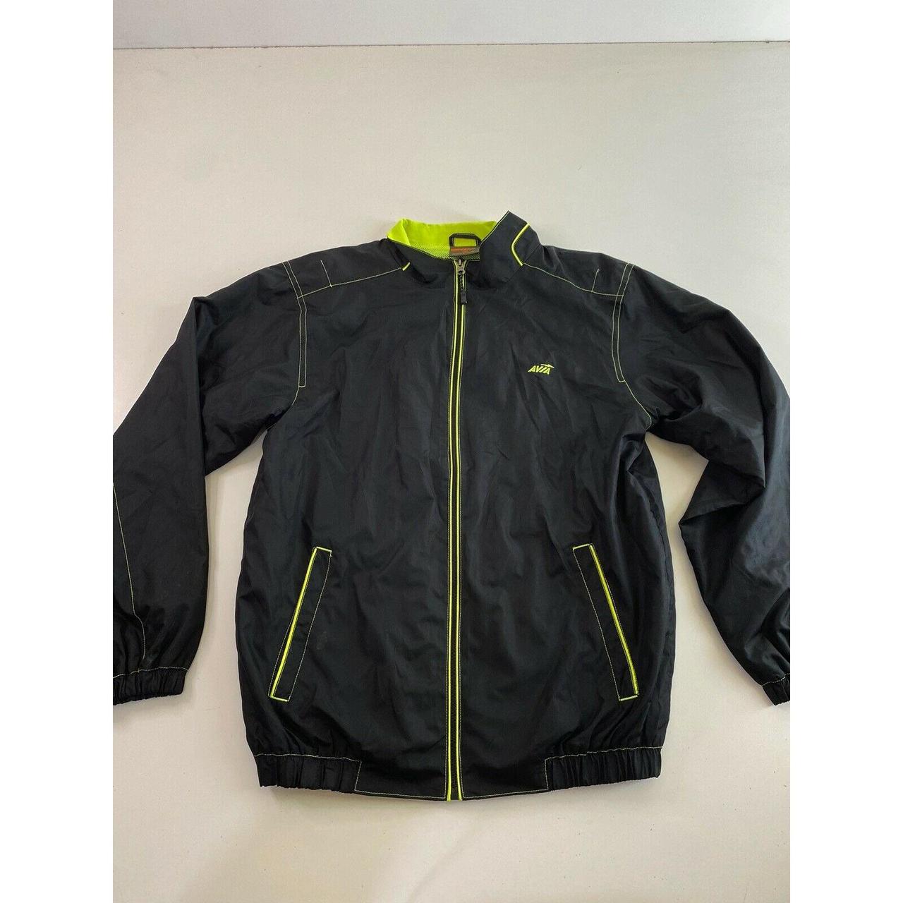 Avia Black Neon Trim Zippered Wind Jacket Small... - Depop