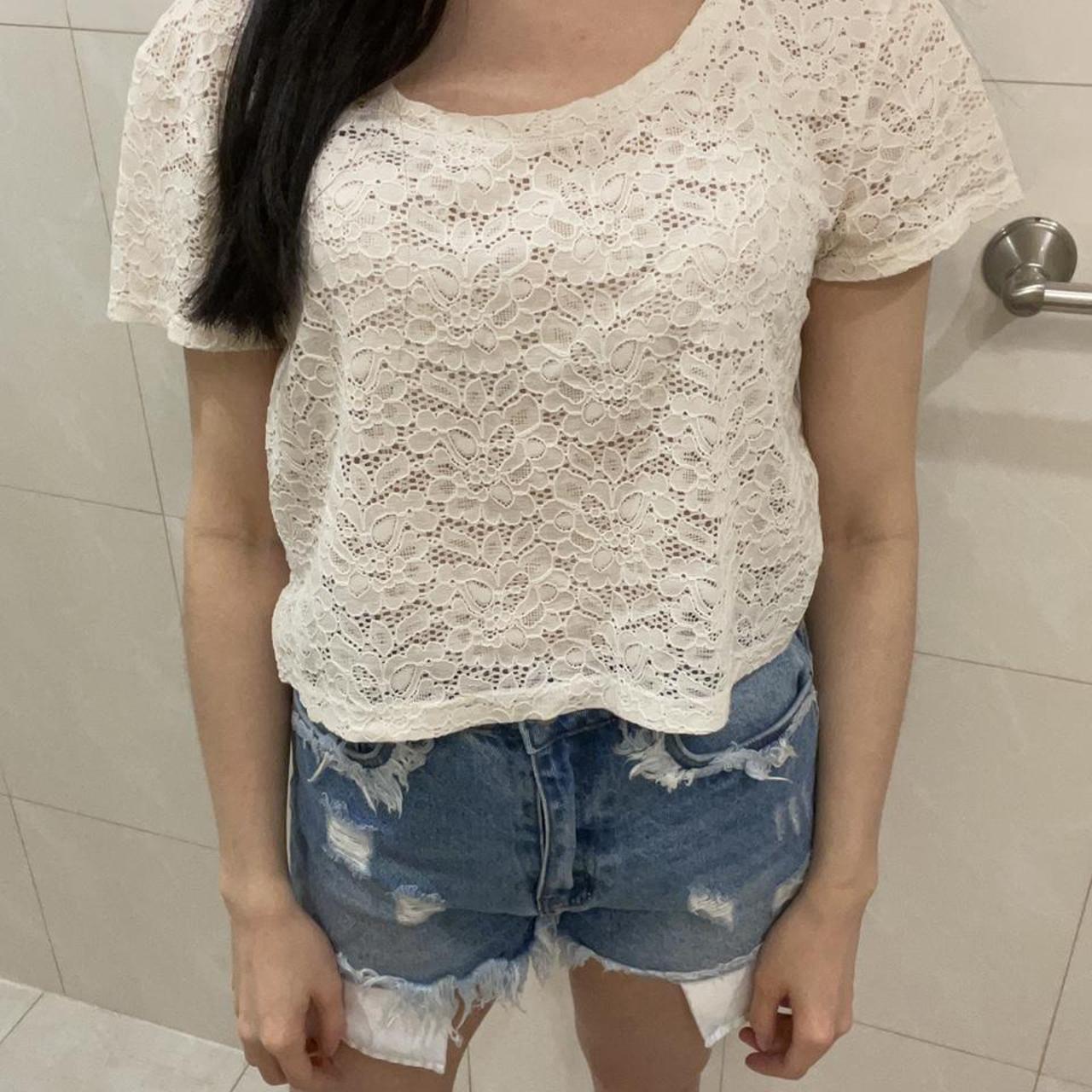 Express Women's White Crop-top | Depop