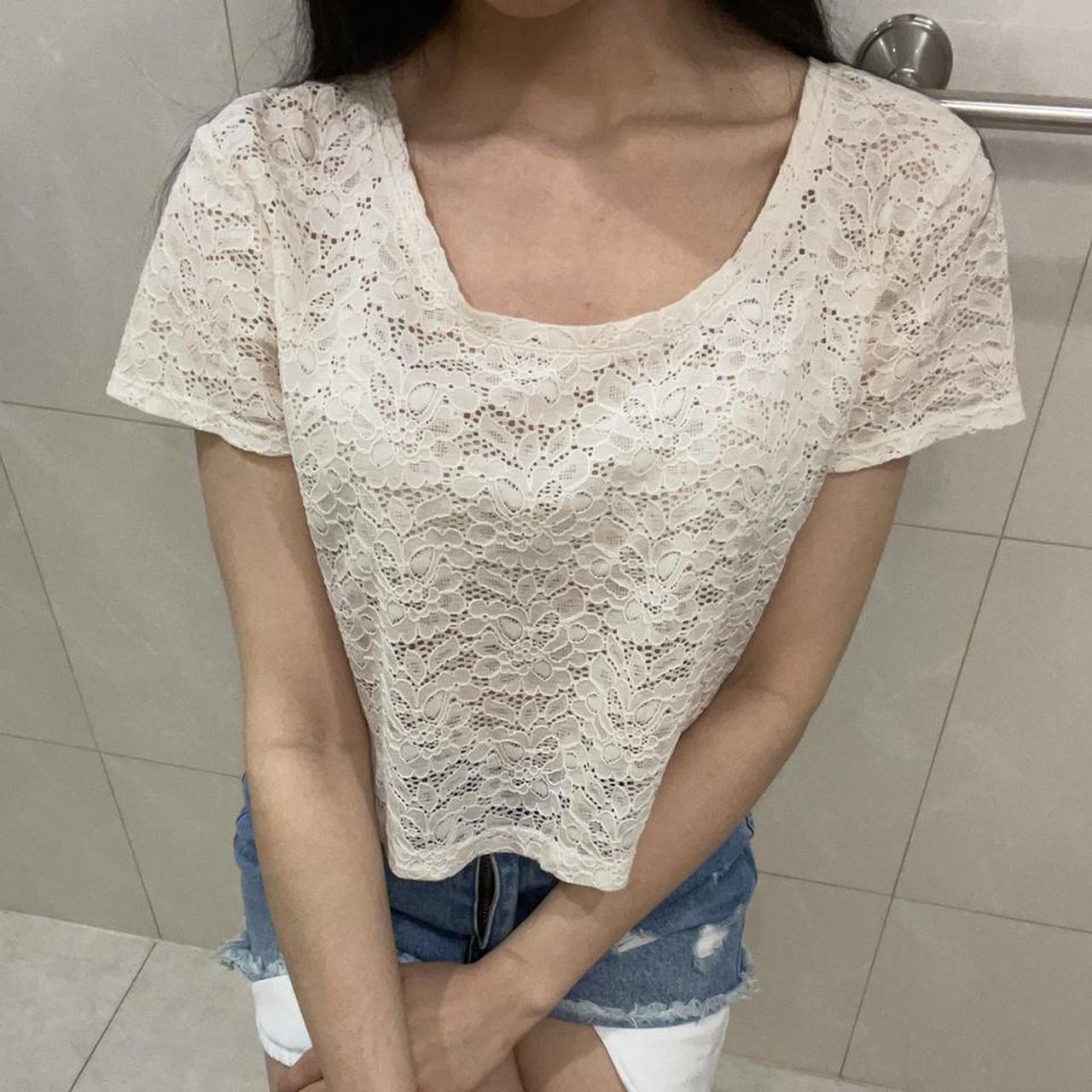 Express Women's White Crop-top | Depop