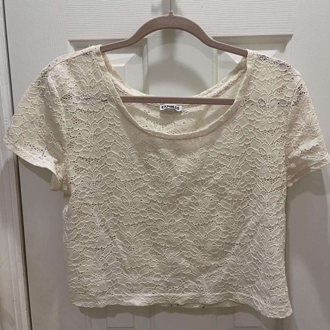 Express Women's White Crop-top | Depop