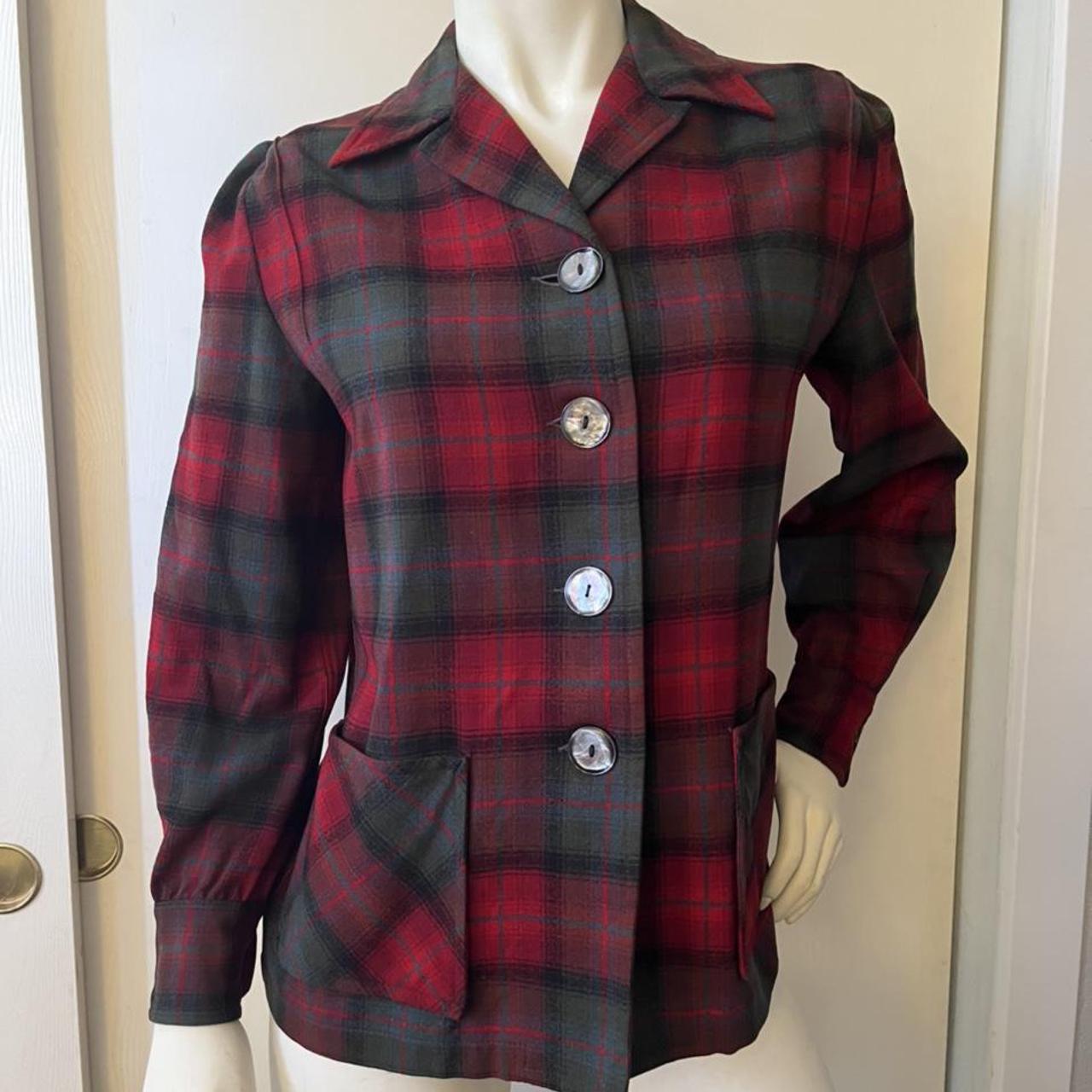 Vintage Red Plaid Pendleton Jacket 100% Virgin... - Depop