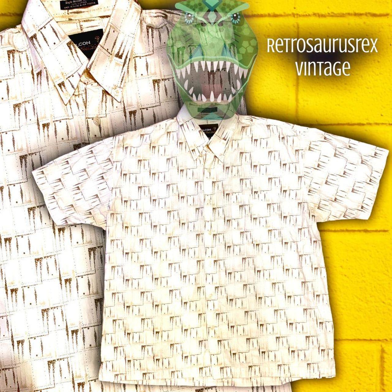 #Vintage 1980’s Cream Complicated Pattern Casual... - Depop