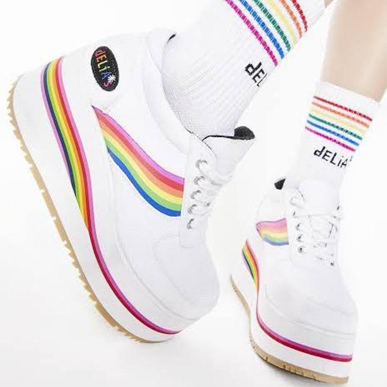 Delia’s Rainbow platform sneakers 💖🌈 Size US 7 / EU... | Depop