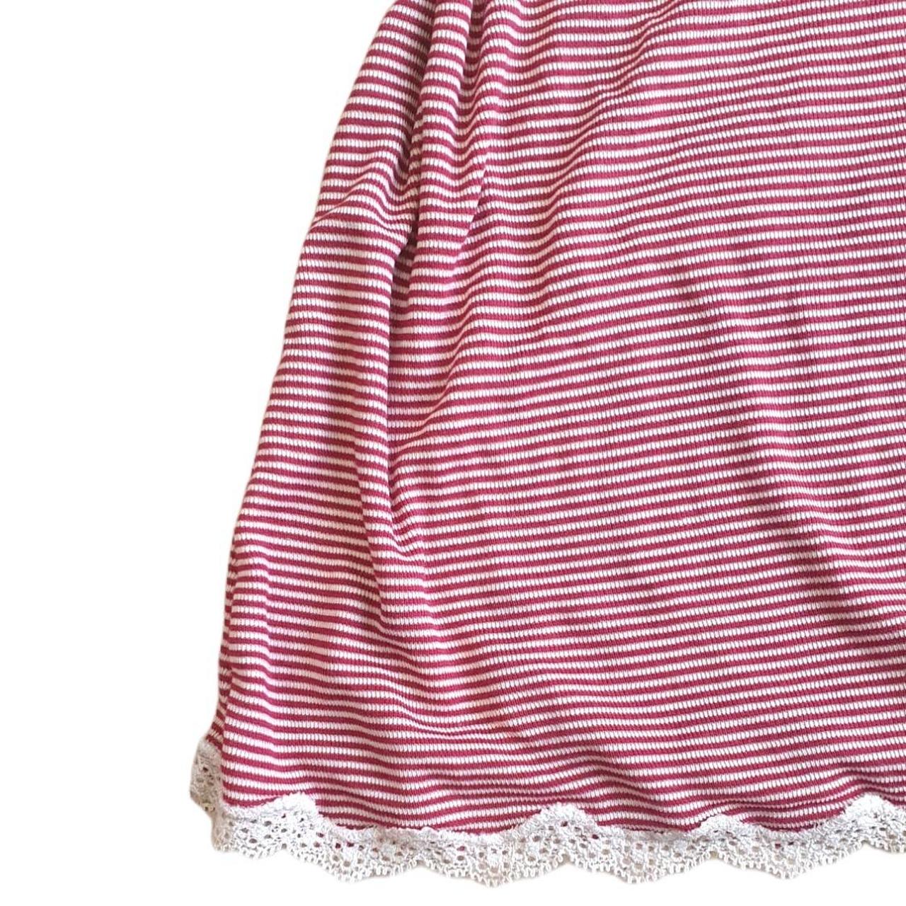 Muji Japanese Cute Lace Red Stripe Y2K 2000s 90s... - Depop