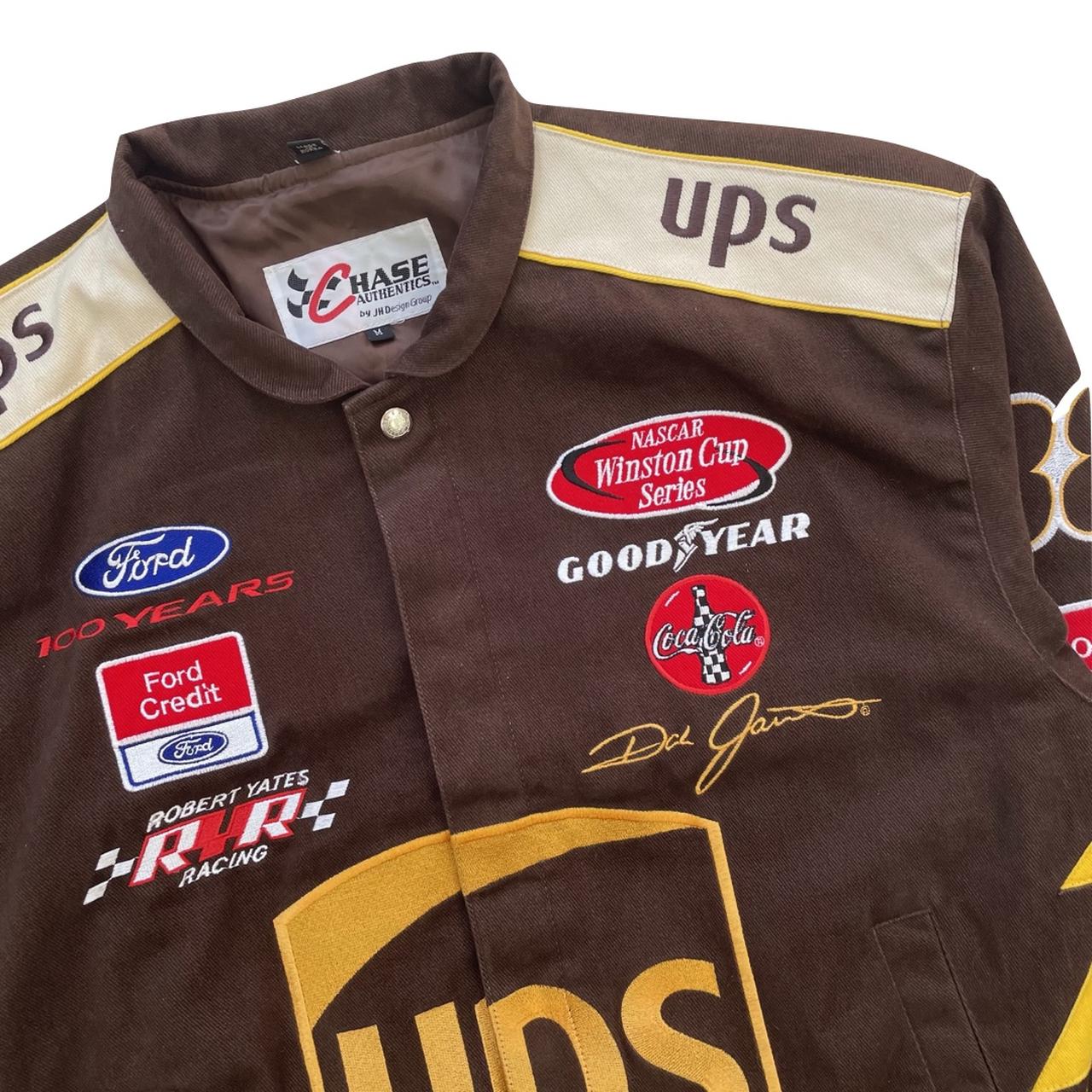 Vintage Brown UPS NASCAR racing jacket, size medium... - Depop