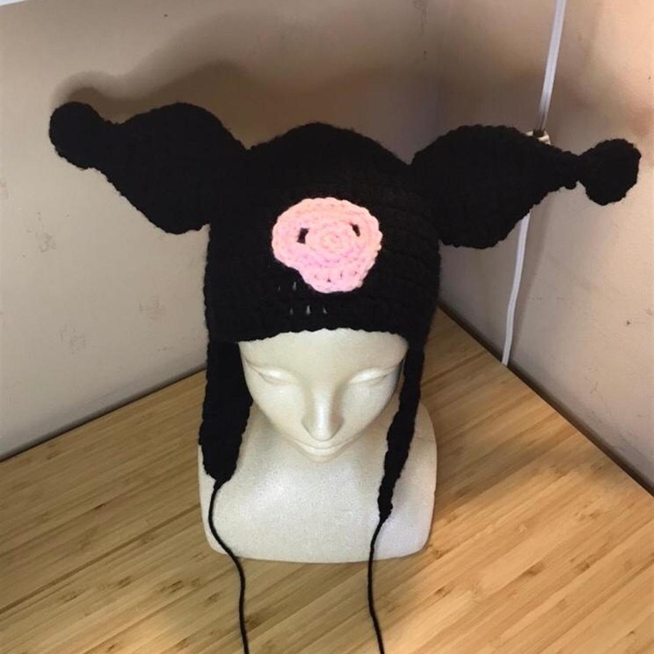 matching kuromi and my melody crocheted hats (set... - Depop