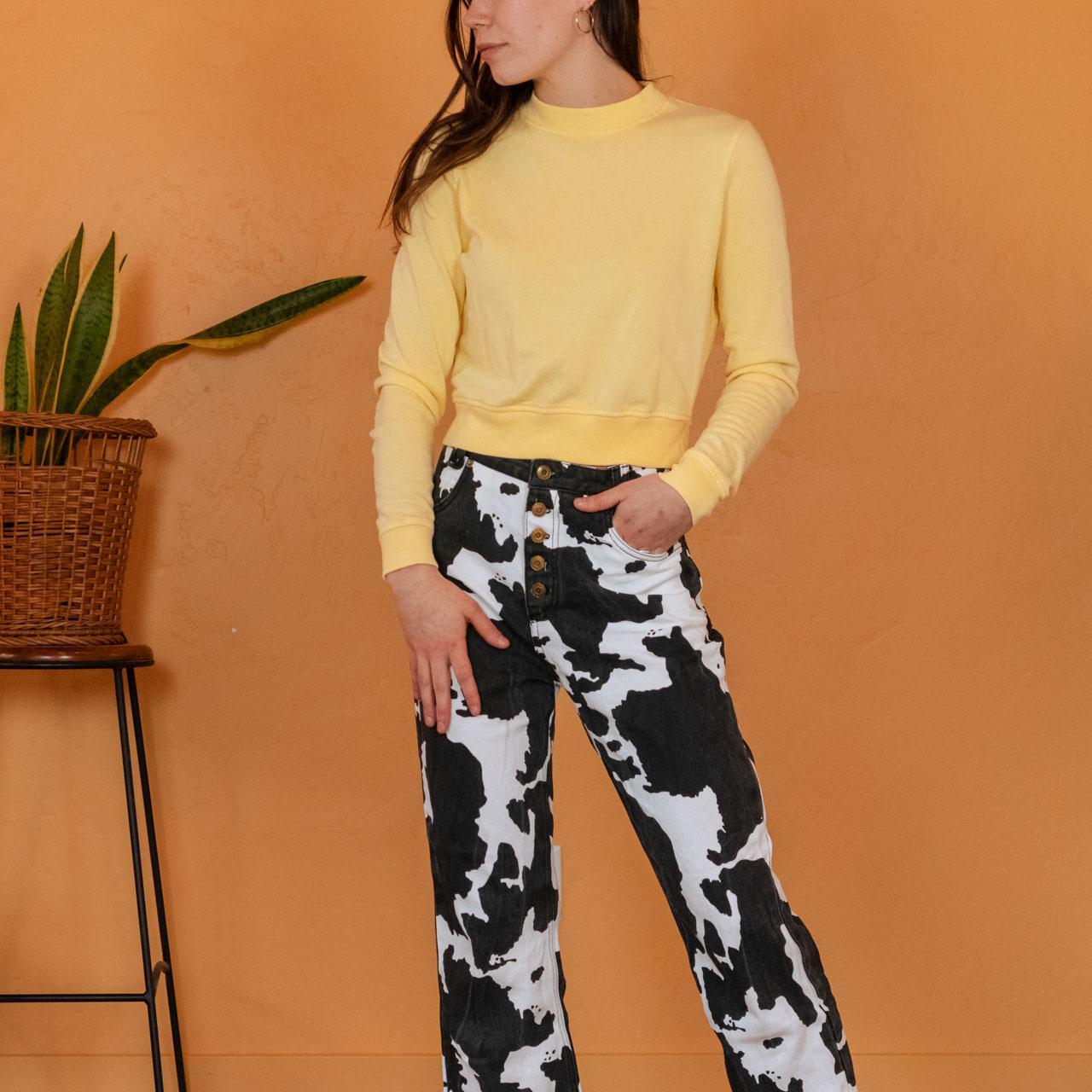 LEMON YELLOW PULLOVER SWEATSHIRT SIZE: XS-S BRAND:... - Depop