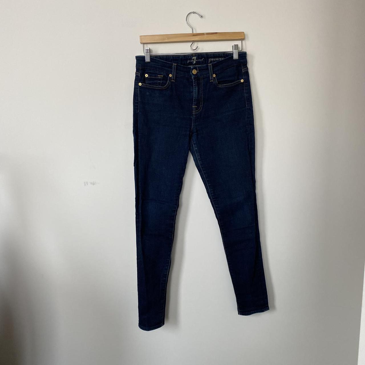 7 For All Mankind Seven Jeans Dark Wash Stretch... - Depop
