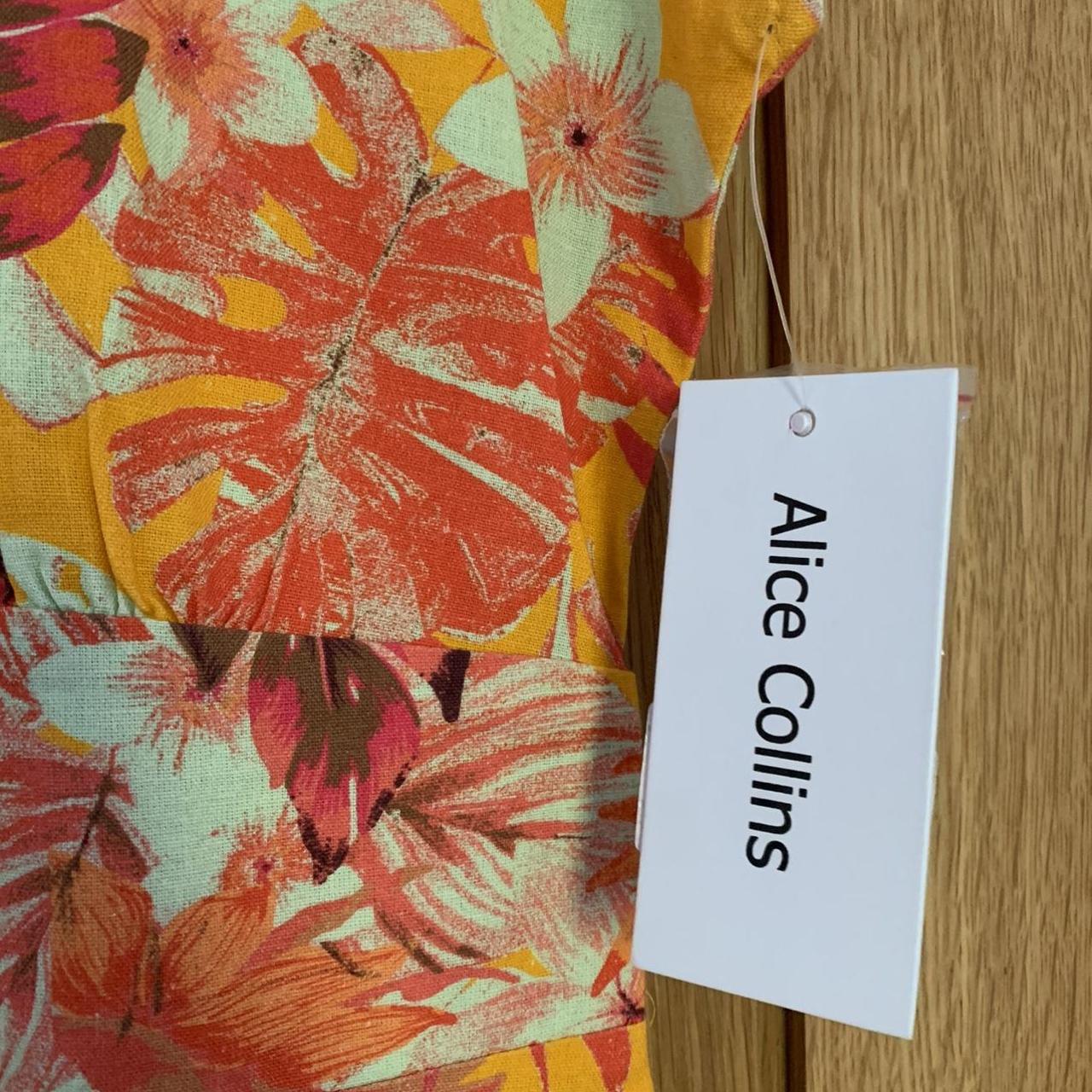 Alice Collins Women's Orange and Yellow Dress | Depop