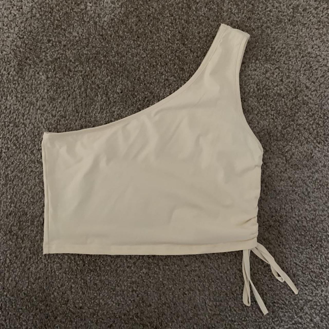 Super cute cream color crop top! Can be worn either... - Depop