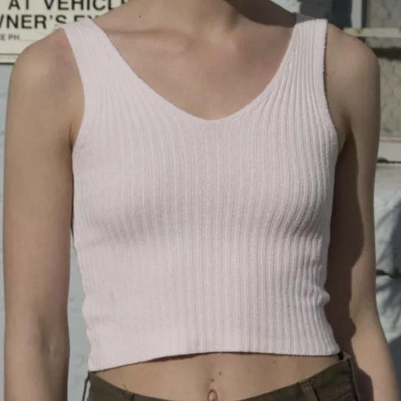 Pink Brandy Melville ribbed tank top- Never worn - Depop