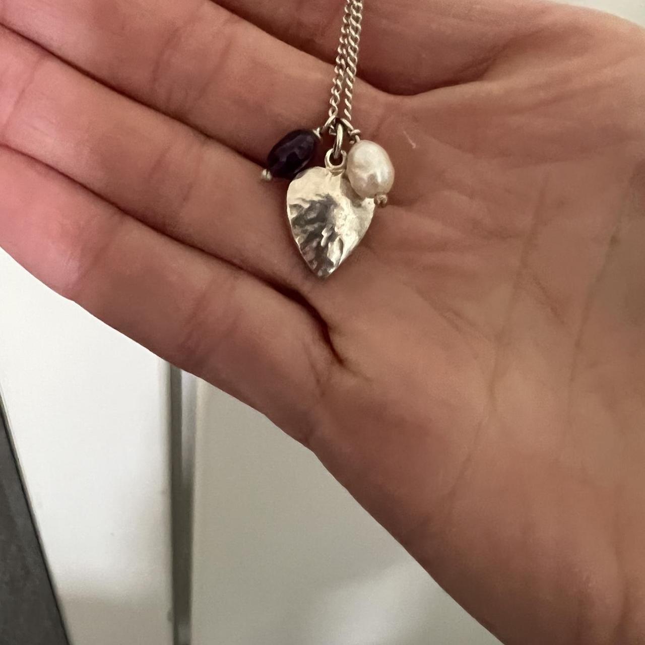 Wright and Teague silver necklace with drop pearl... - Depop