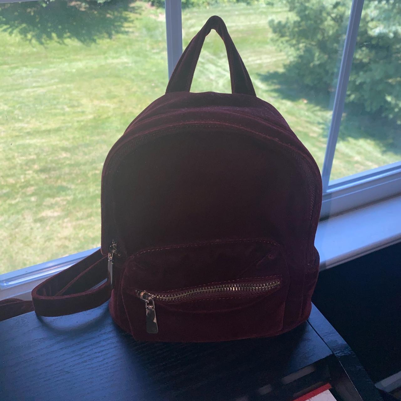 Mini suede burgundy backpack New, never used **... - Depop