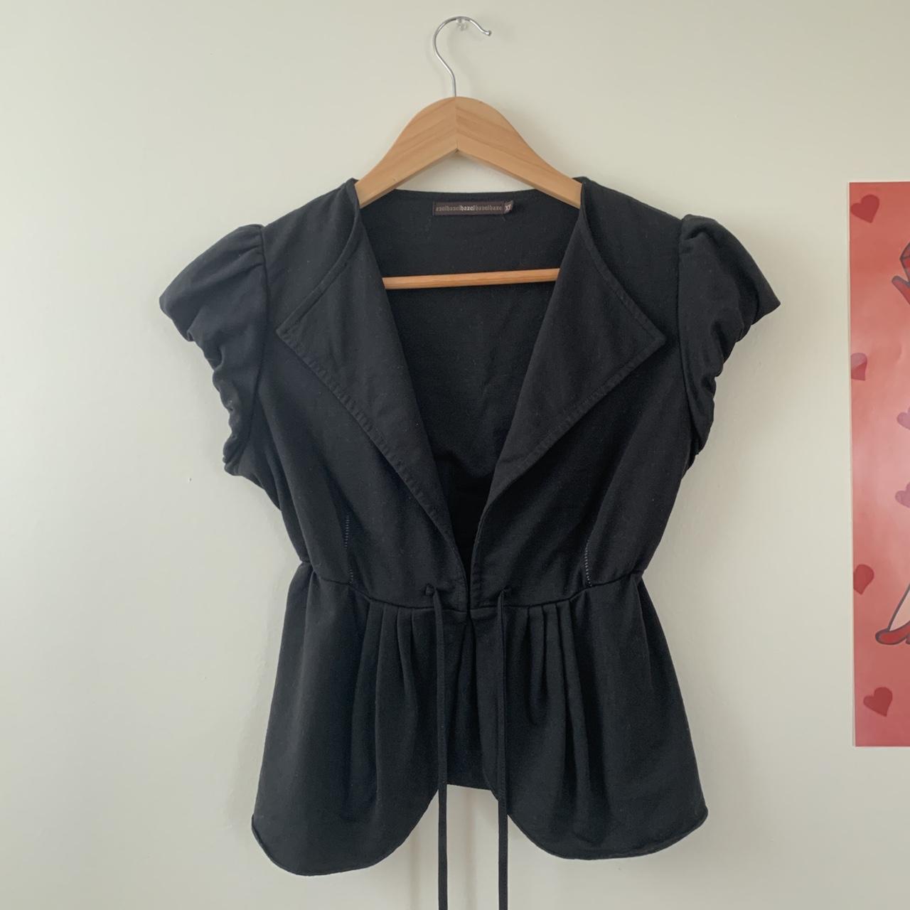 Super cute early 2000s black blouse/top. Features... - Depop