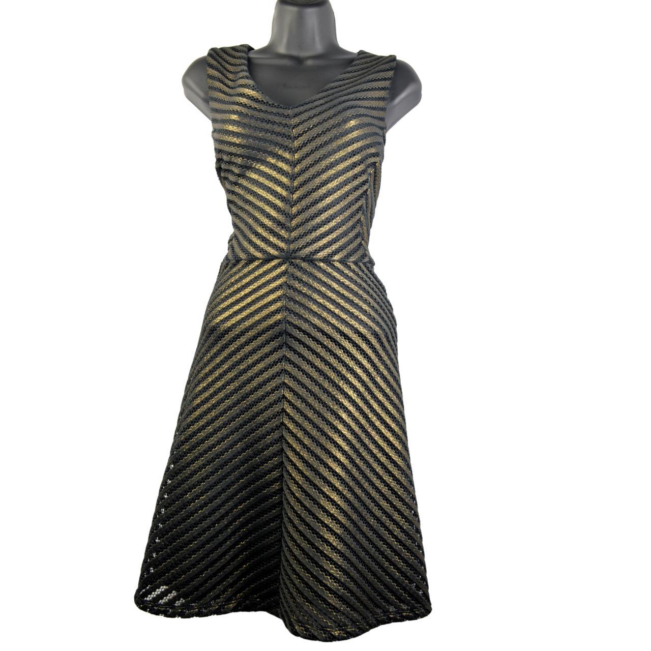 Mossimo Black and Gold Chevron Sleeveless Cocktail... - Depop