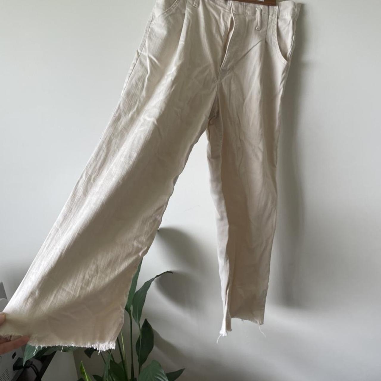 High waisted wide leg cream pants, super comfy,... - Depop