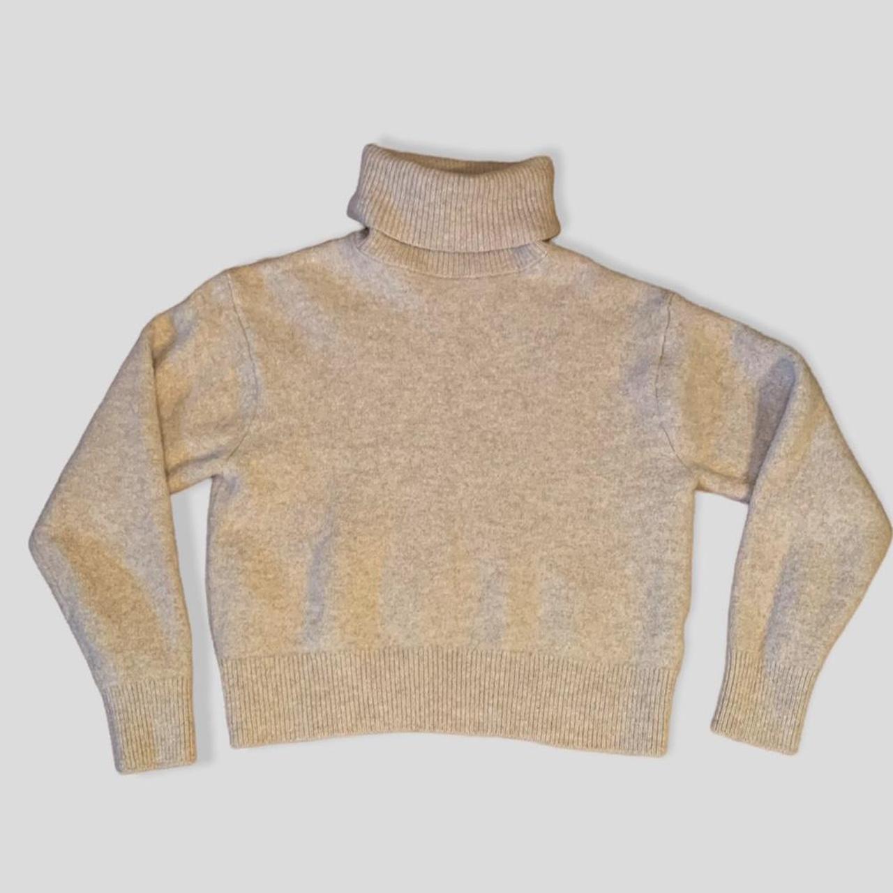 Cream/ tan colored cropped turtleneck knit Long... - Depop