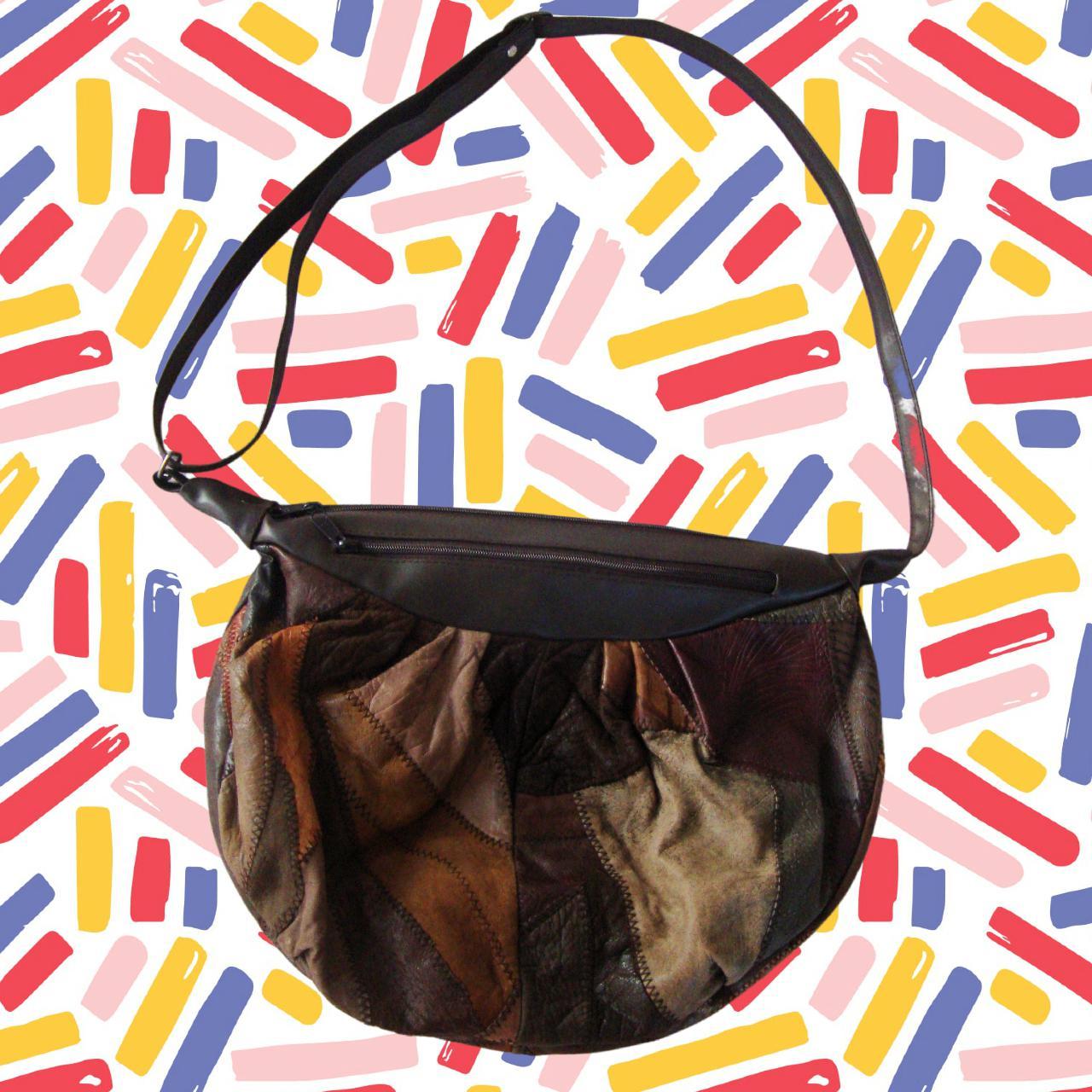 Vintage 90s brown patchwork leather purse This is... - Depop