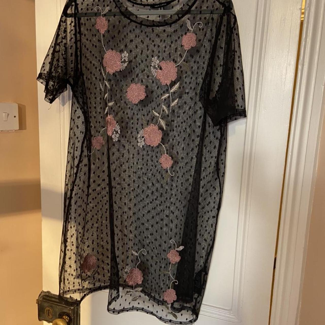 Cute floral net overdress Size 16 new look Worn... - Depop