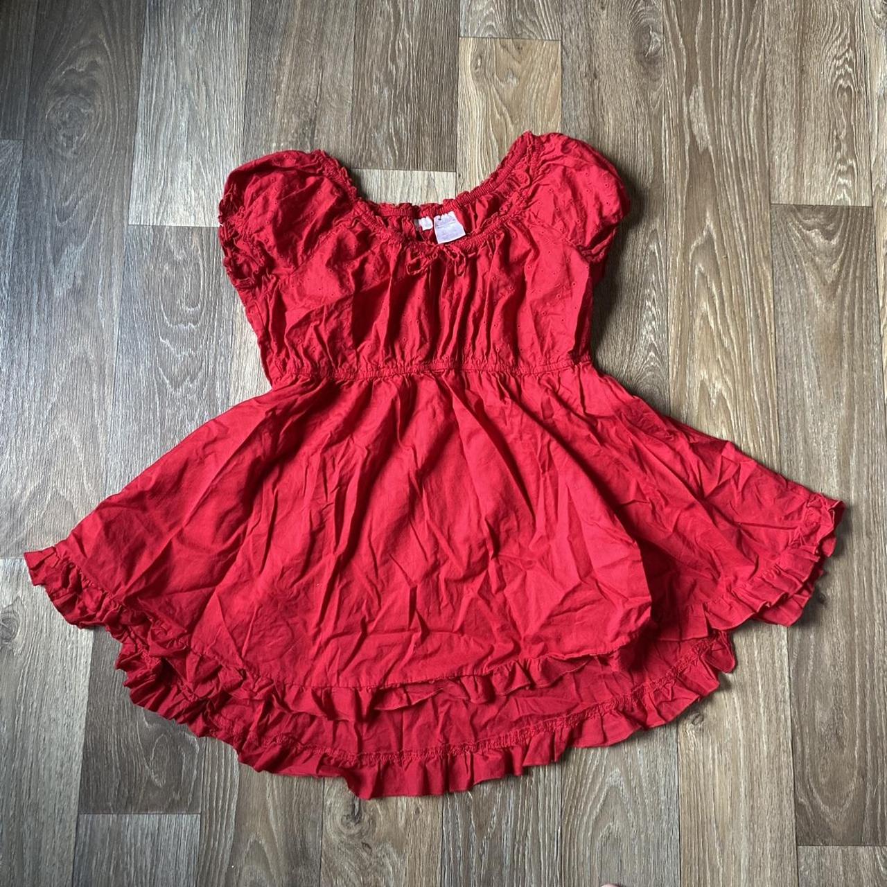 red ruffled top size youth m. i think its a... - Depop