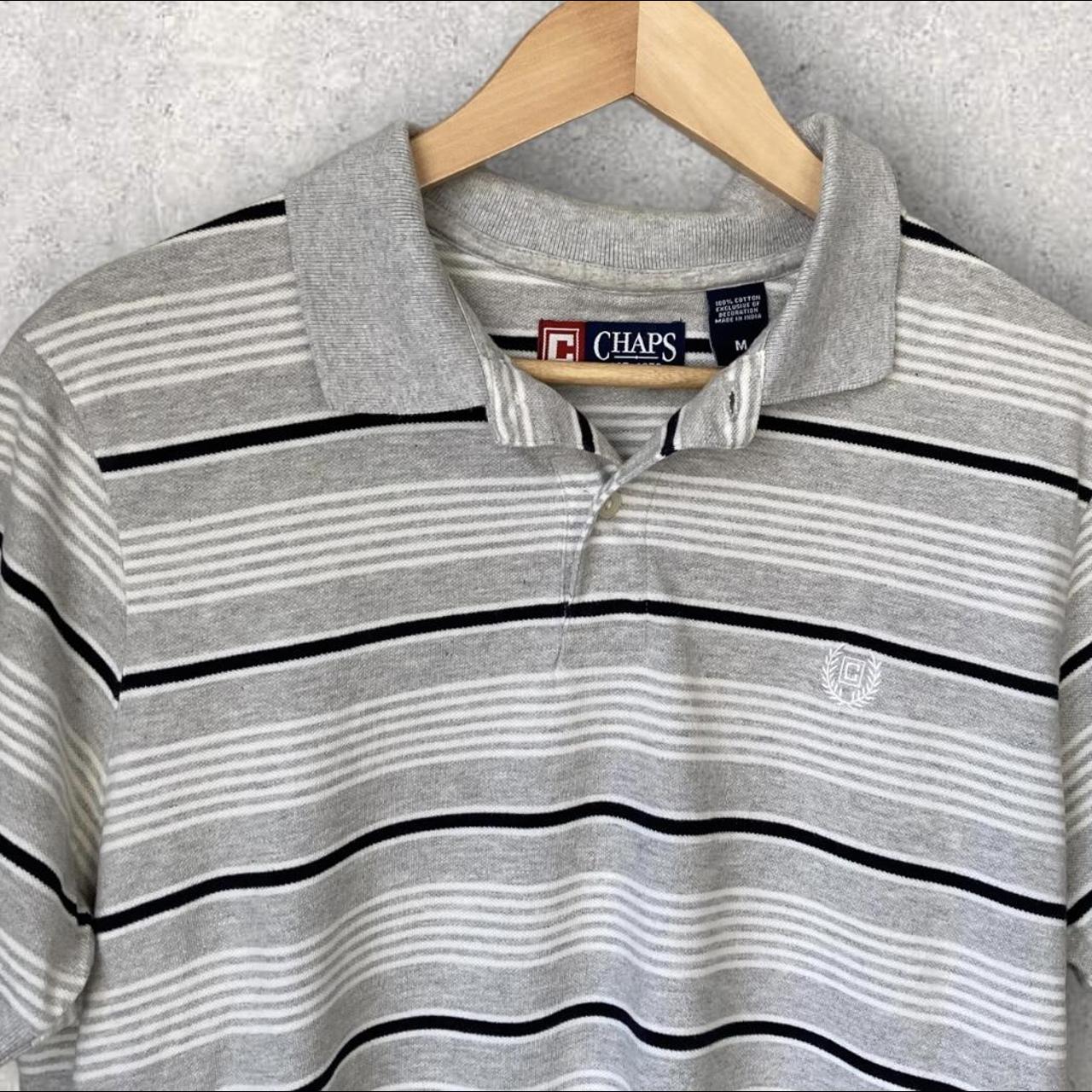 Chaps by Ralph Lauren polo shirt grey striped with... - Depop