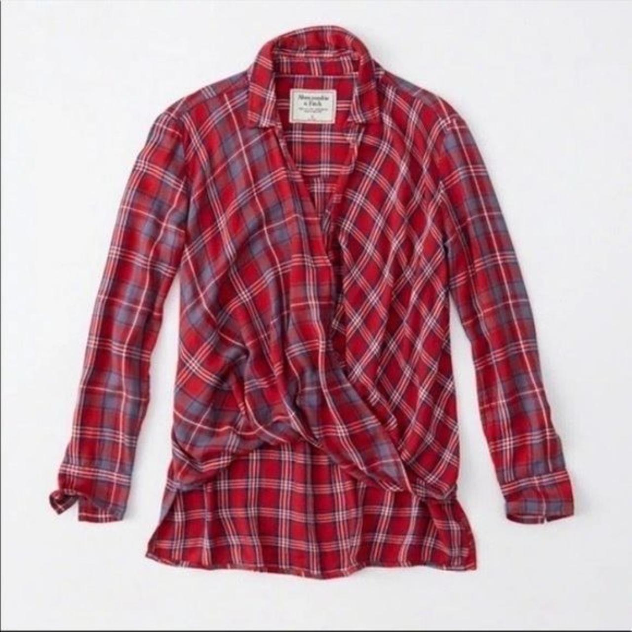 Abercrombie And Fitch Plaid Surplice High Low Top Depop