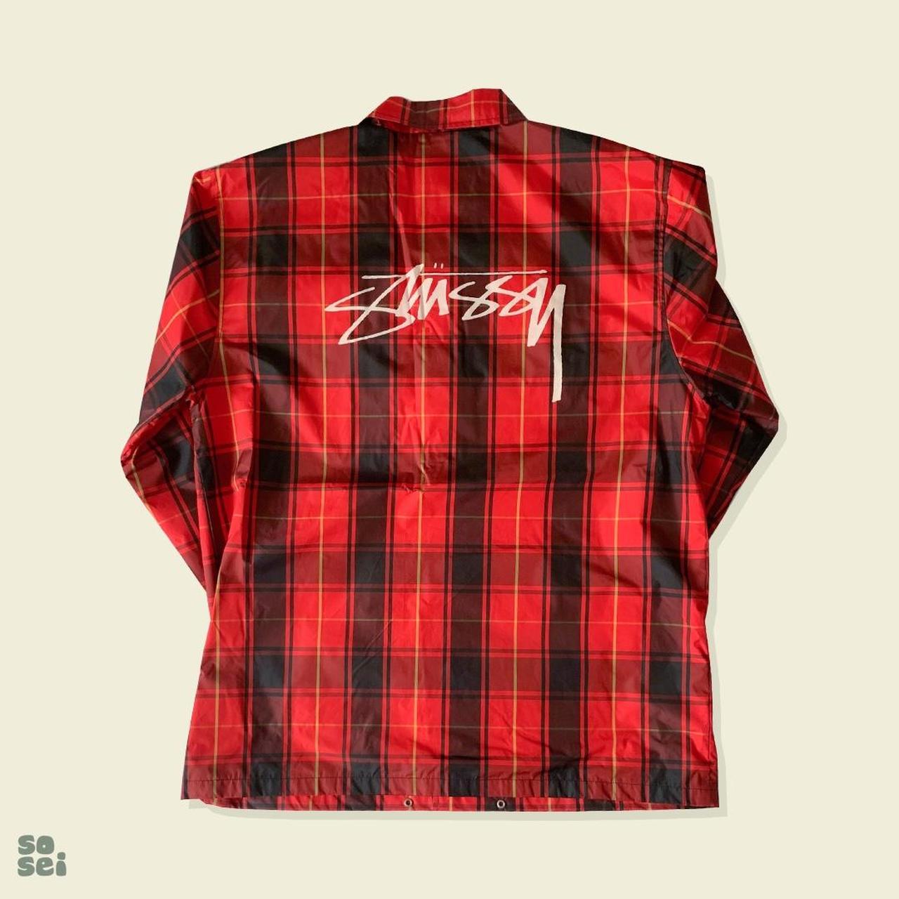 Stussy Red Checkered Coach Jacket - Great condition,... - Depop