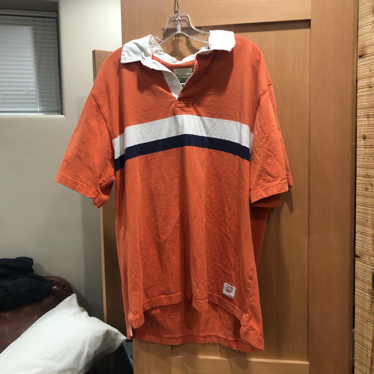 Vintage orange rugby polo shirt size XL - Depop