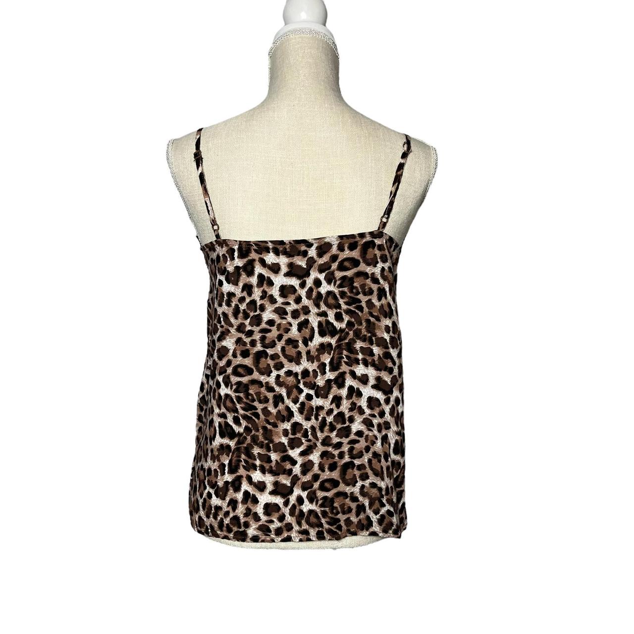 Jodifl Animal Print Spaghetti Strap Lace Trim Tank... - Depop