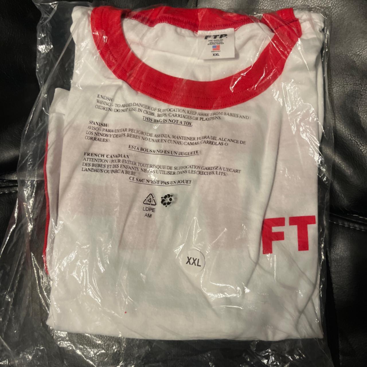 FTP ringer tshirt in red size xxl, deadstock in plastic - Depop