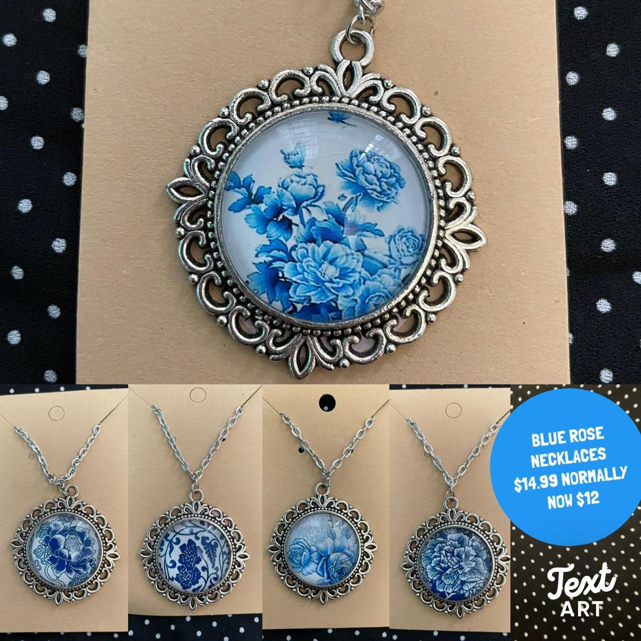 Handmade Blue Roses Necklace $12 Each. Some... - Depop