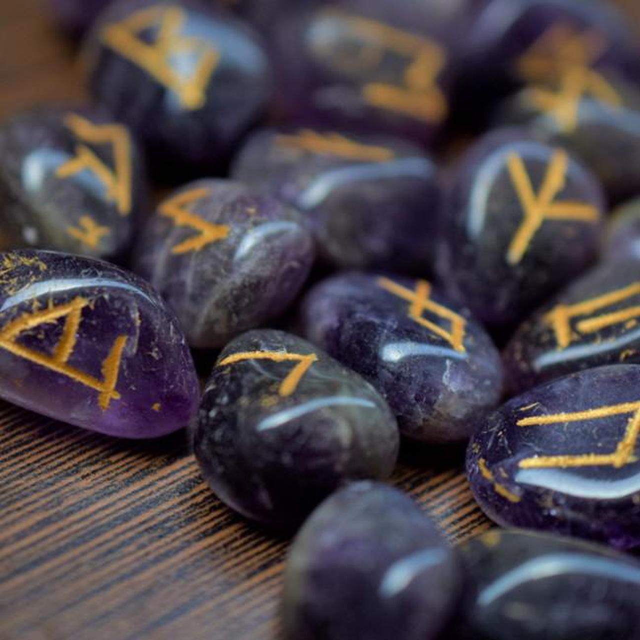 Amethyst Rune Sets Elder Futhrak Rune Set Gemstone... - Depop