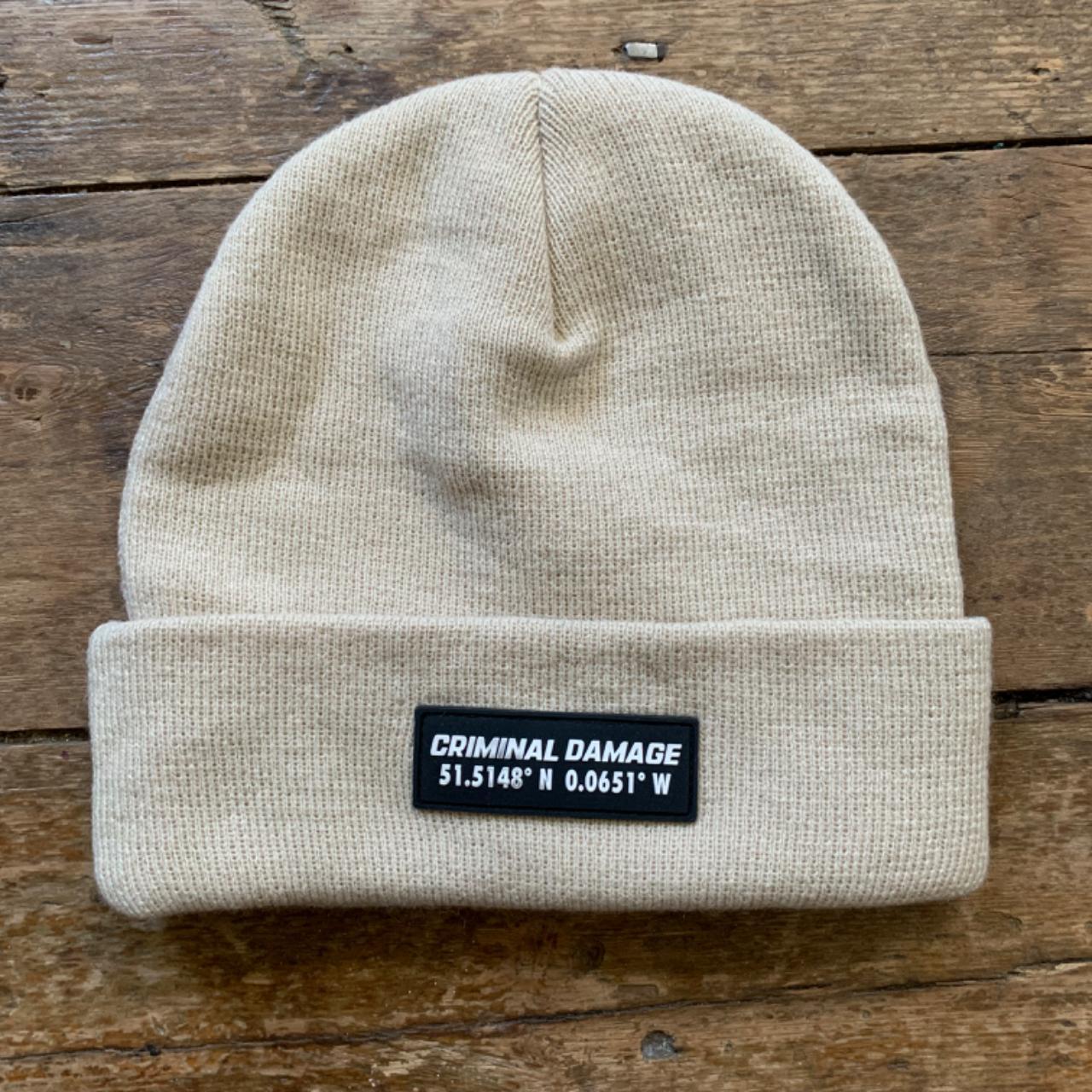 Criminal Damage Coordinates Beanie Beige One Size... - Depop