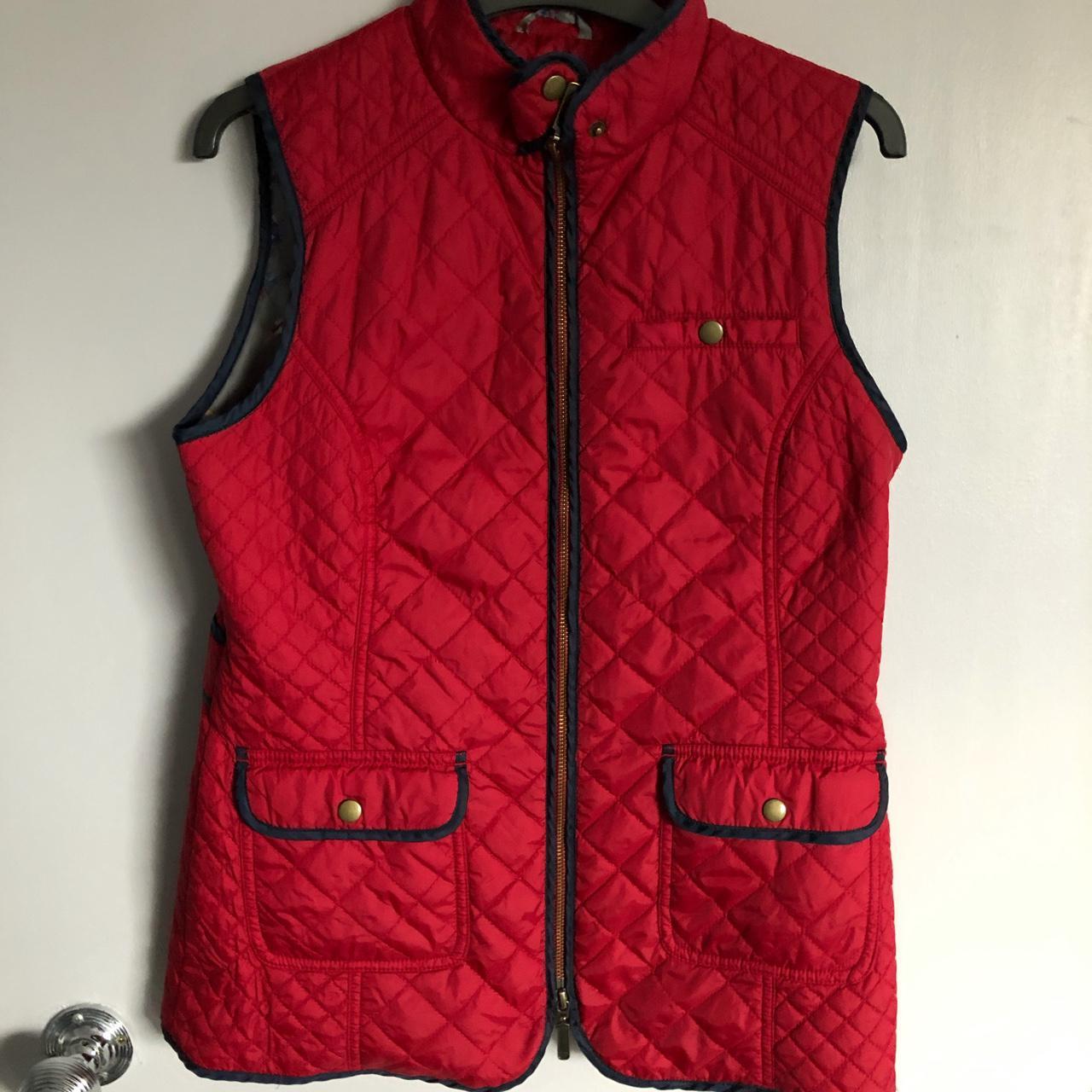 Lovely red gilet with blue trimming - Depop