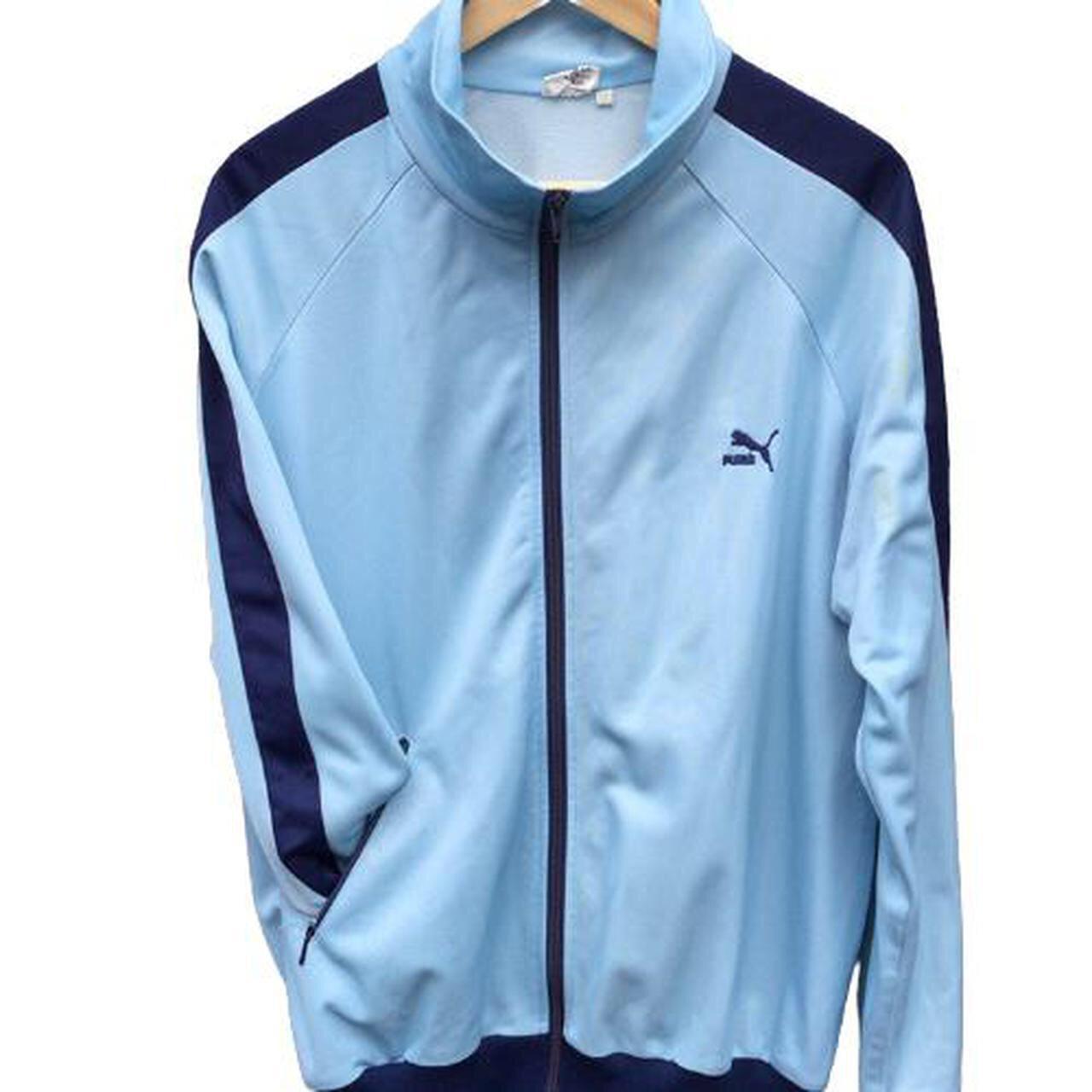 Vintage track jacket in blue by Puma. Embroidered... - Depop