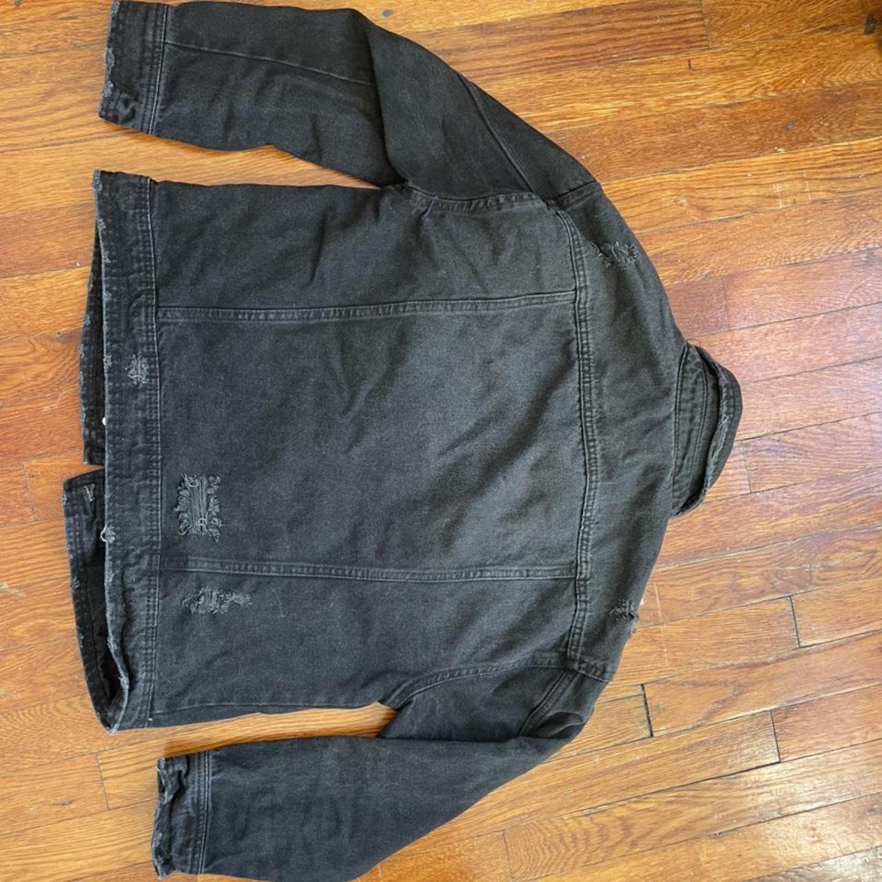 Black distressed denim jacket. Worn once. Has some... - Depop